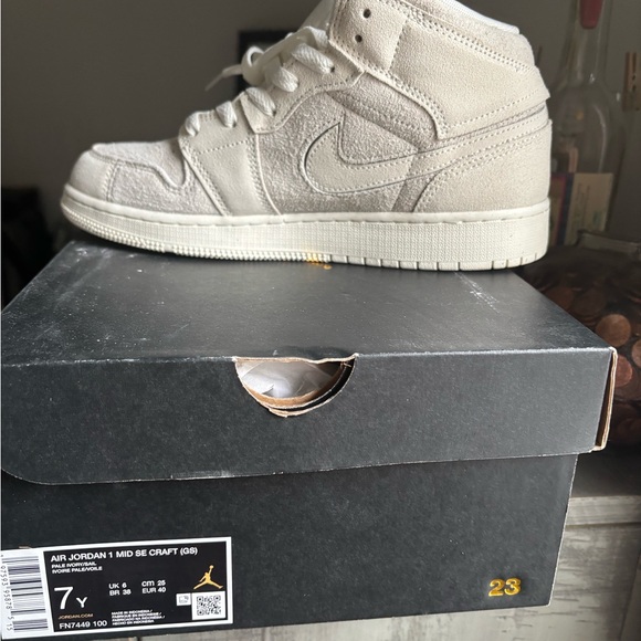 Nike | Shoes | Nike Air Jordan Mid Se Craft Kids Sneakers Cream | Poshmark